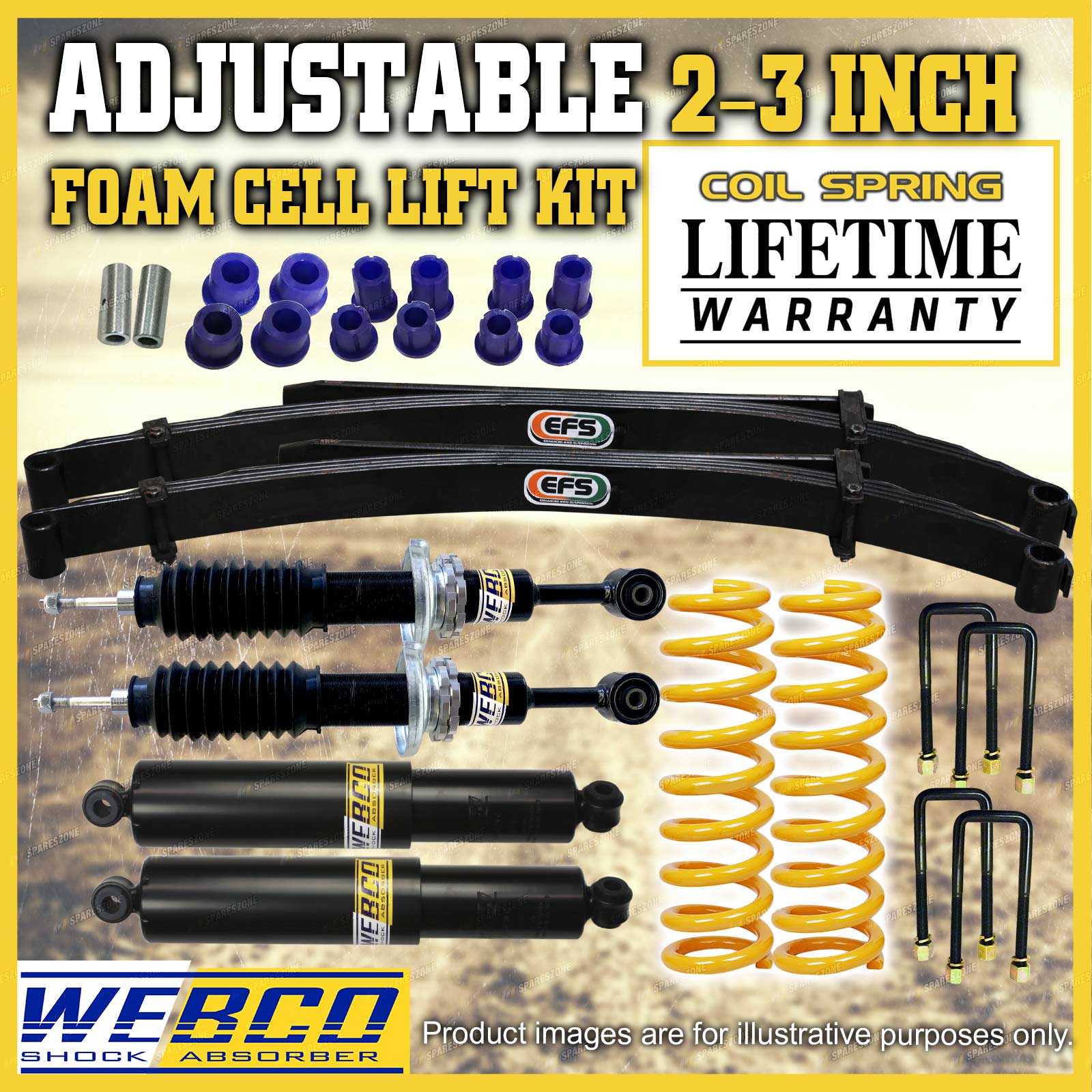 Adjustable 2 - 3 Inch Foam Cell Shocks Lift Kit for Toyota Hilux KUN26 ...