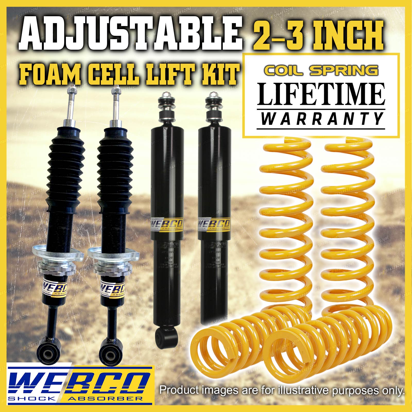 Adjustable 2 - 3 Inch Foam Cell Lift Kit for Toyota Landcruiser Prado ...