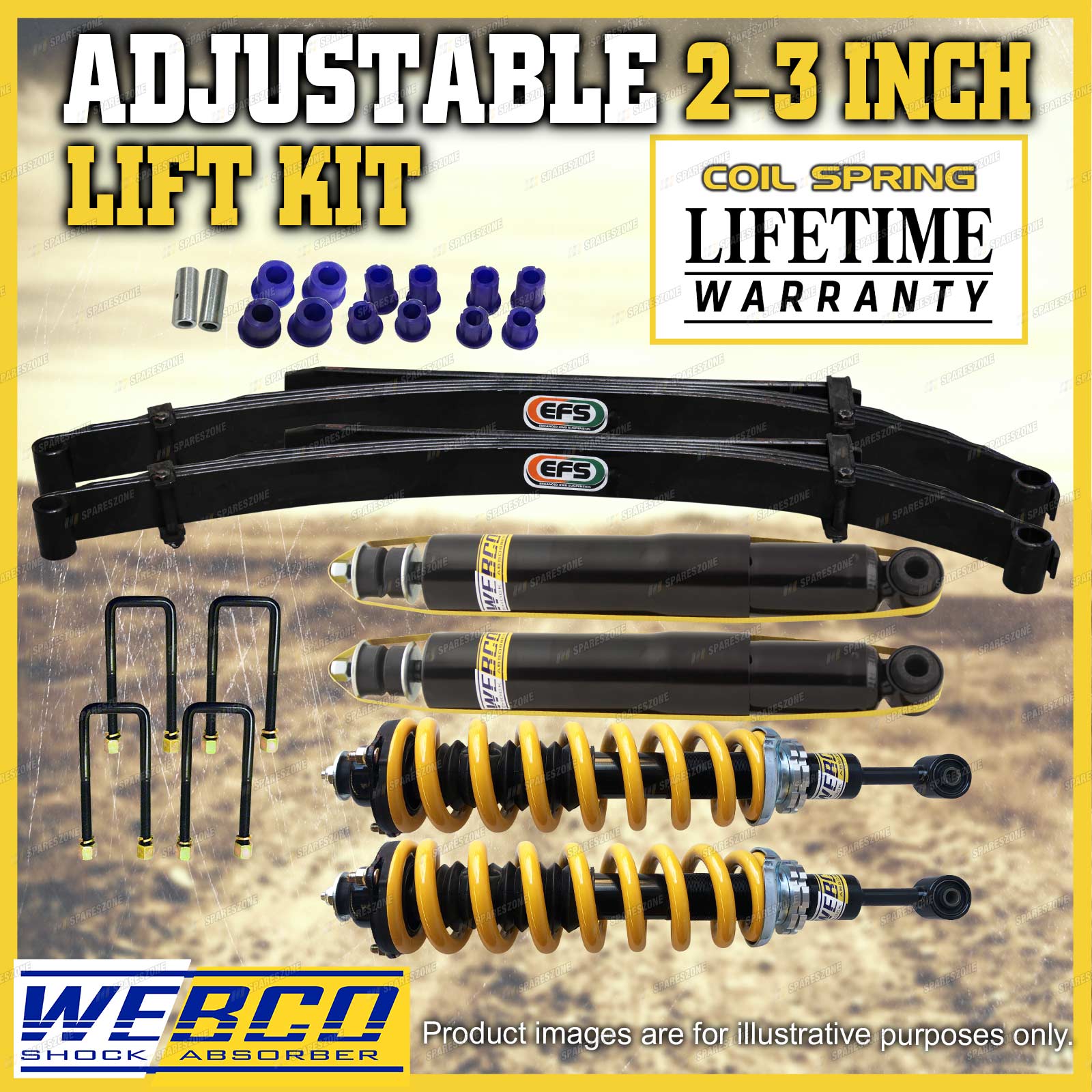 ADJ 2 - 3 Inch Pre Assembled Lift Kit EFS Leaf King for Nissan Navara ...
