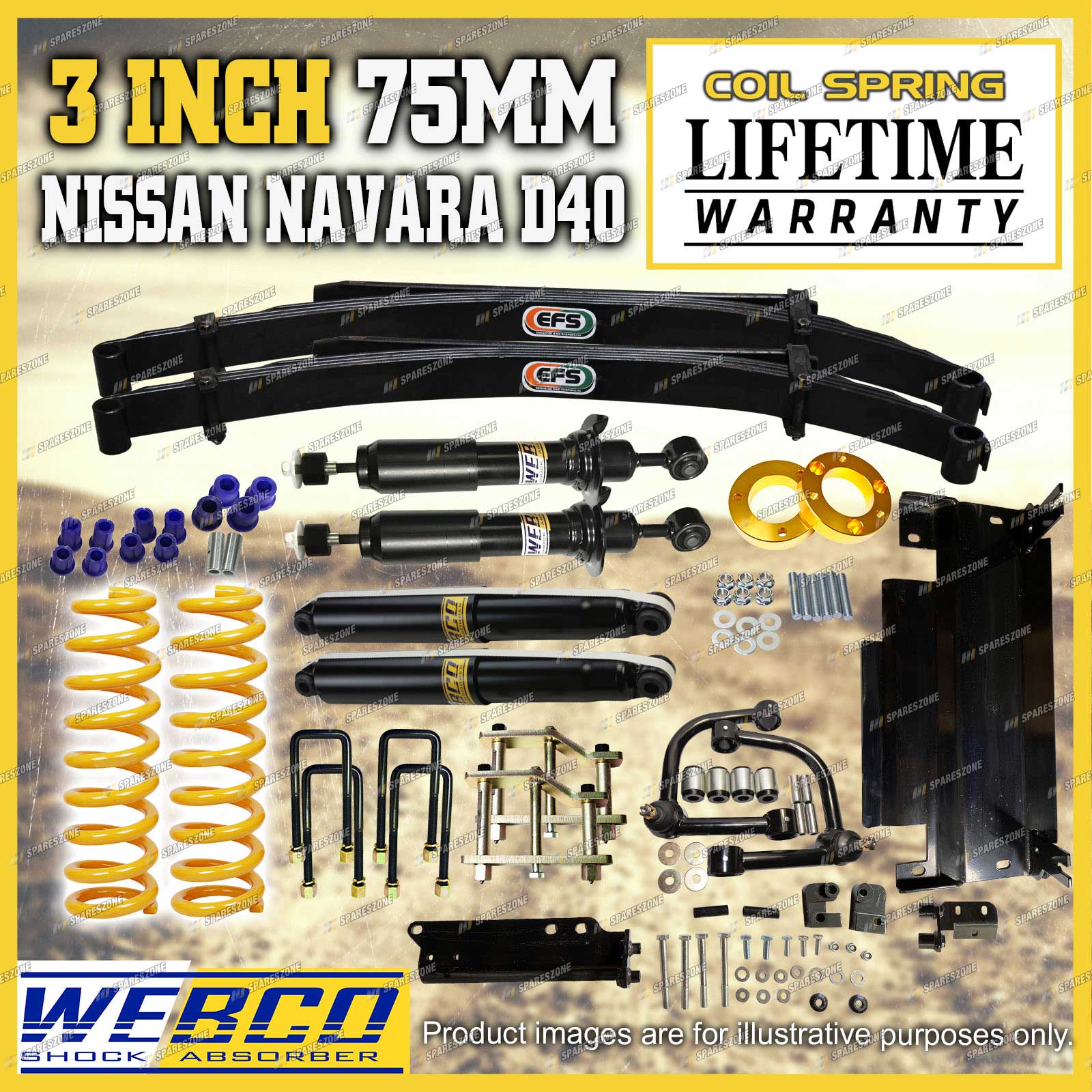 75mm Lift Kit Shocks EFS Leaf Spring Control Arm Diff Drop for Nissan ...