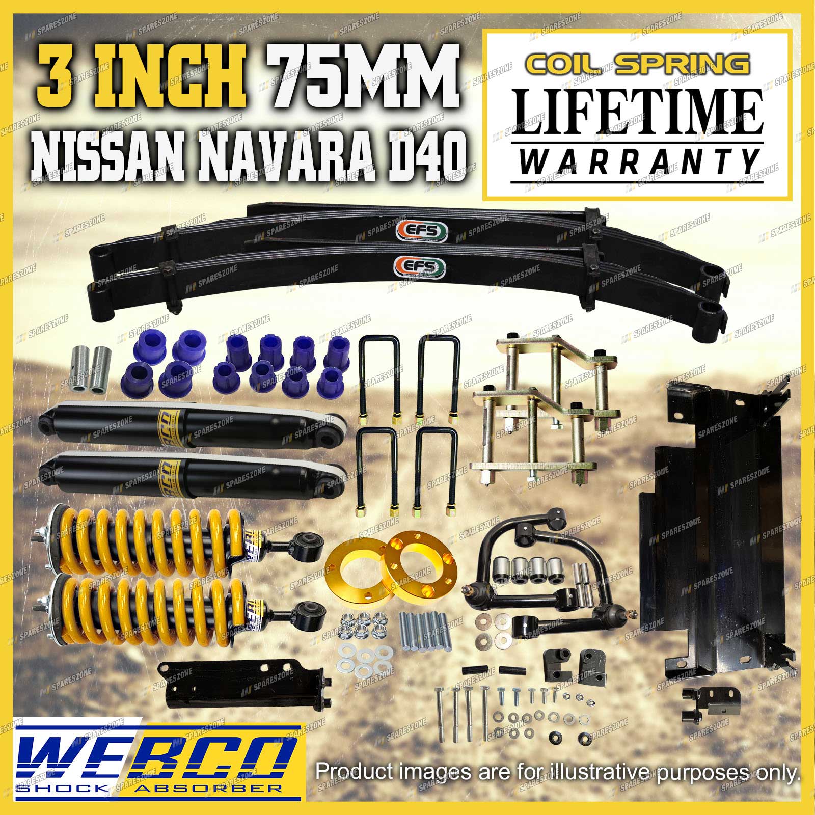 75mm Suspension Lift Kit EFS Leaf Ctrl Diff Drop for Nissan Navara D40 ...