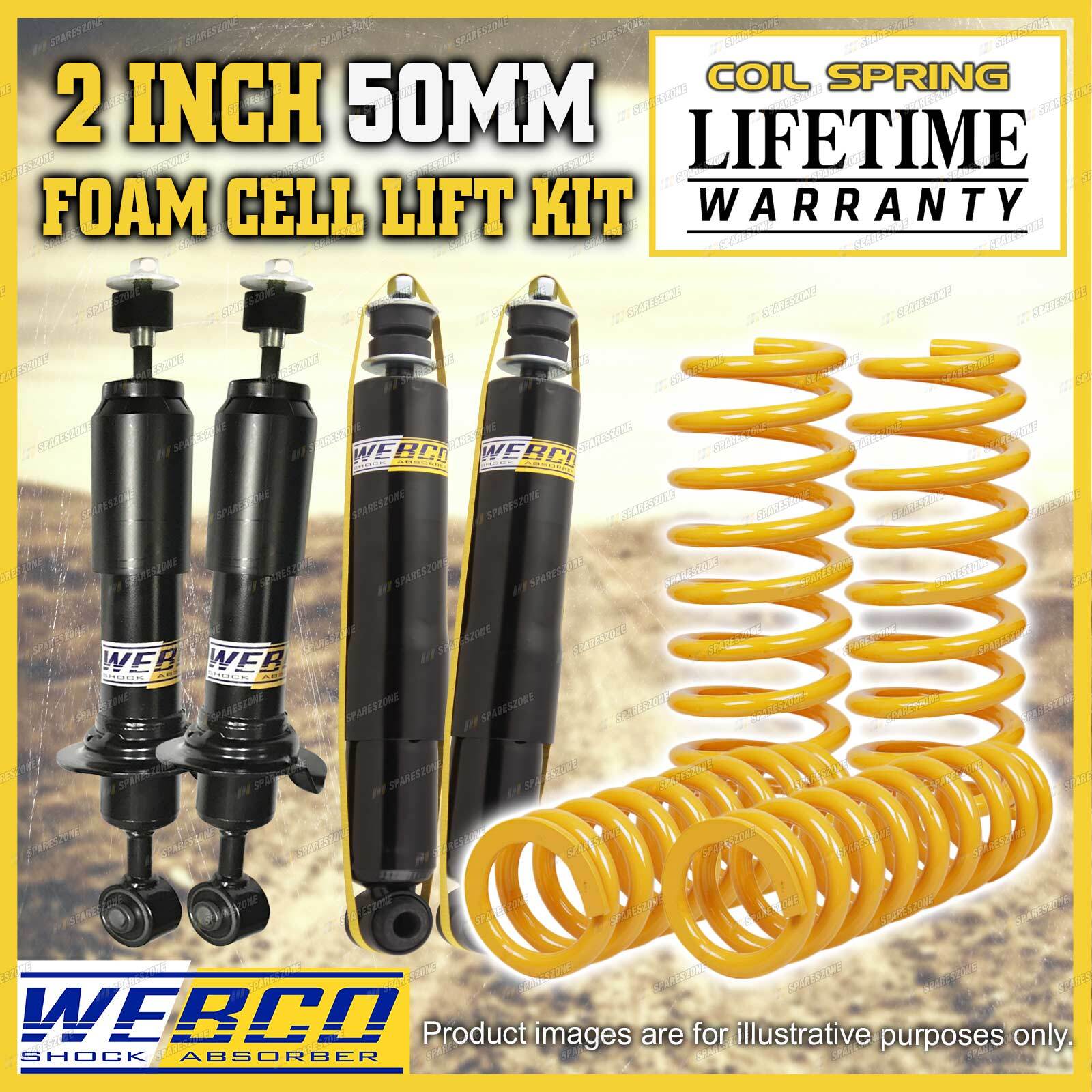 2" 50mm Foam Cell Lift Kit Webco Shocks King Coils for Toyota Prado 120 150