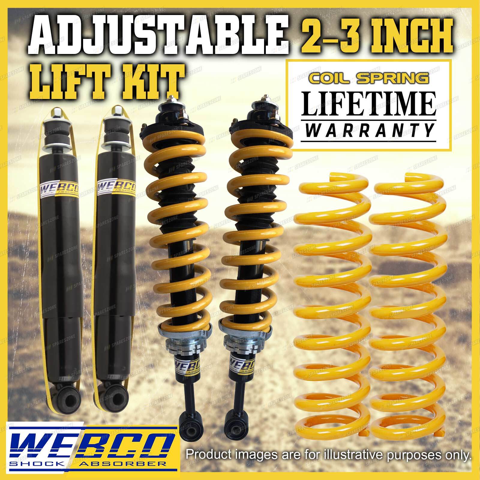 Adjustable 2 - 3 Inch Pre Assembled Lift Kit King Springs for Isuzu Mu ...