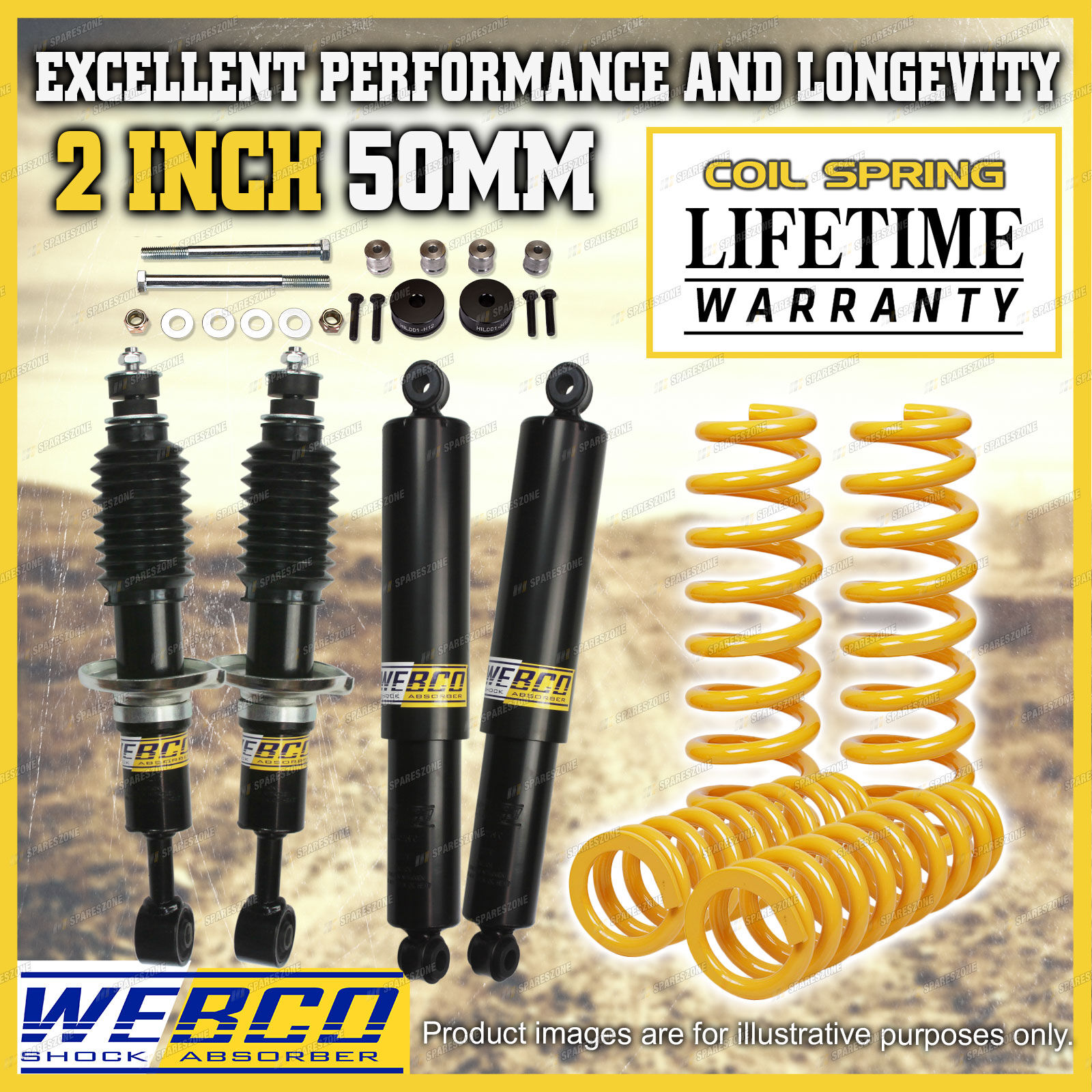 2 Inch Lift Kit Webco Shocks King Coil Diff Drop Kit for Toyota Prado ...