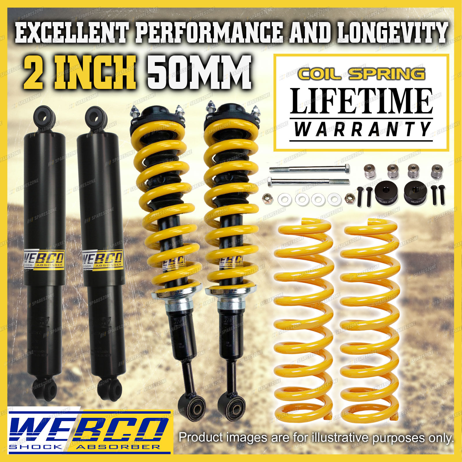 2 Inch Pre Assembled Lift Kit Diff Drop King Springs for Toyota Prado ...