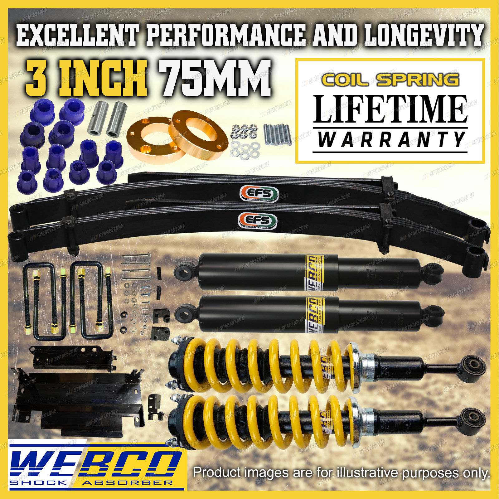 3" 75mm Pre Assembled Lift Kit Diff Drop EFS Leaf for Nissan Navara ...