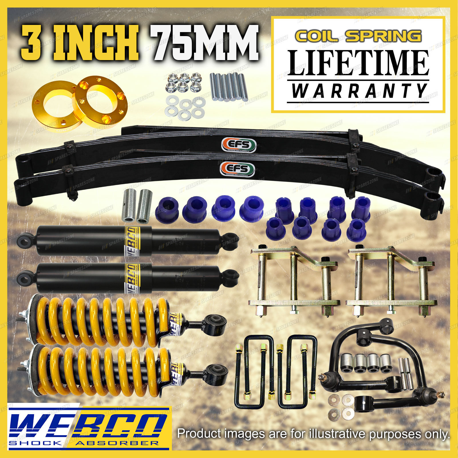 3 Inch 75mm Pre Assembled Lift Kit EFS Leaf Shackle Arm for Ford Ranger ...