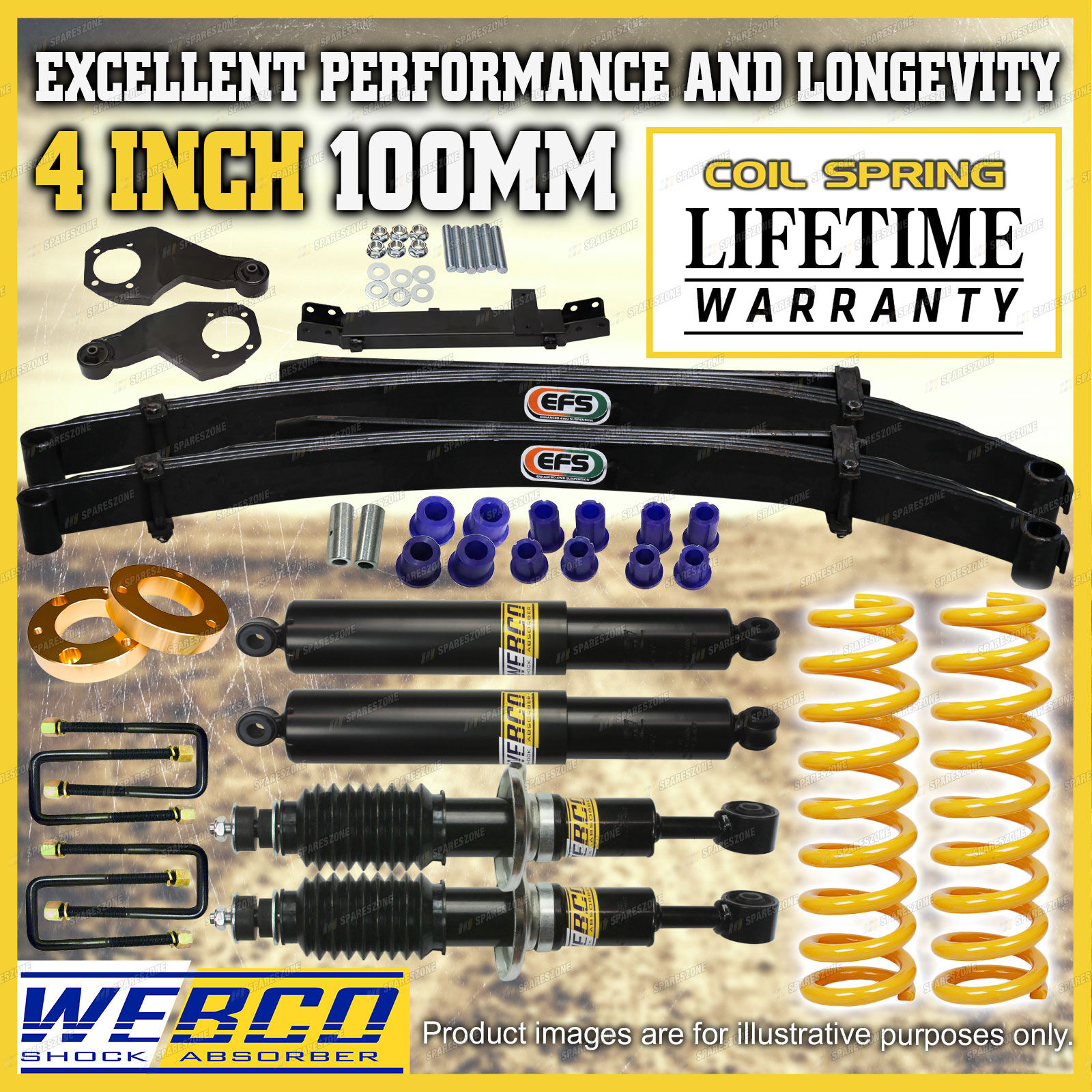 100mm + 50mm Lift Kit Diff Drop Kit King Coil EFS Leaf for Mitsubishi ...