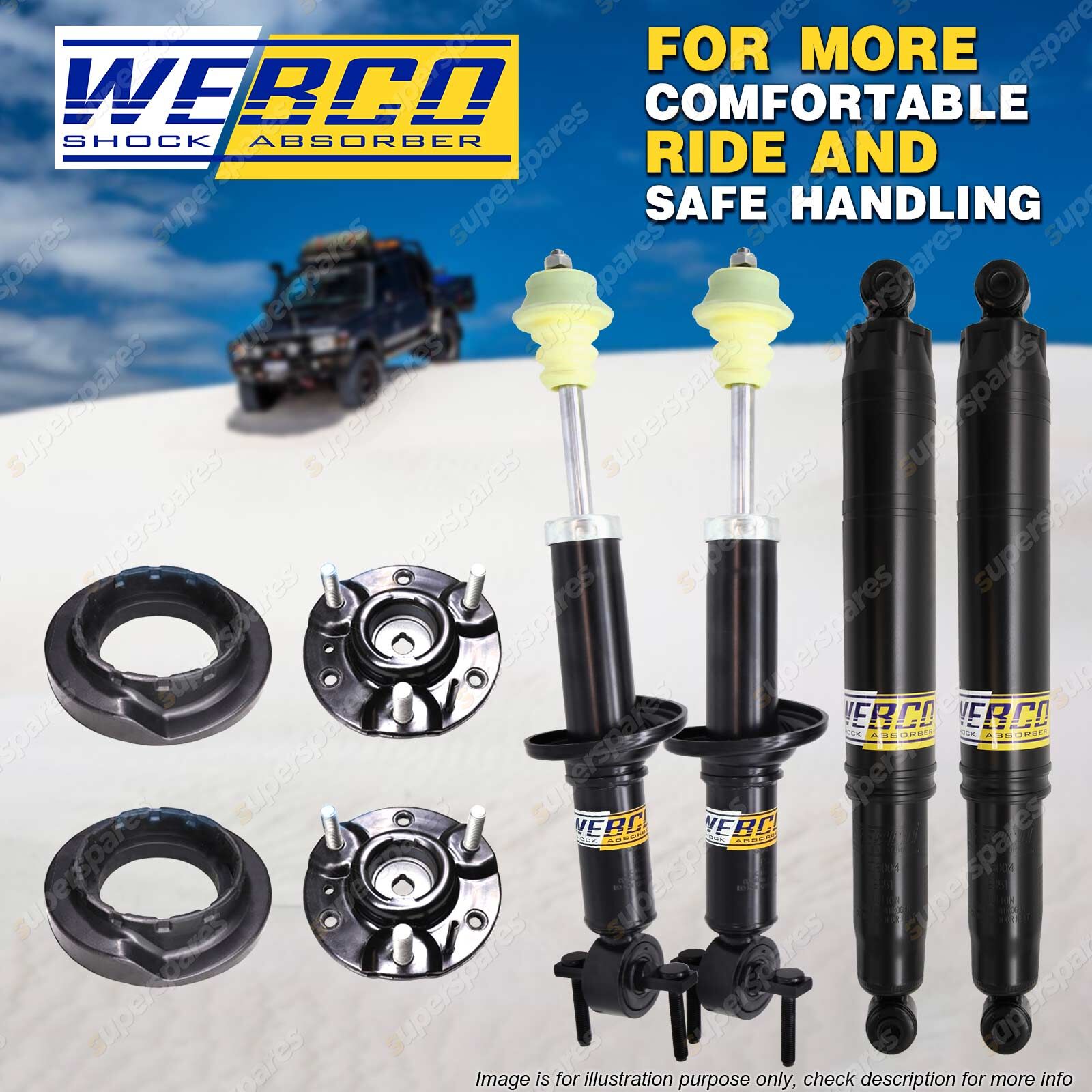 Front + Rear Shock Absorber Strut Mount Kit for Ford Ranger Next Gen PY ...