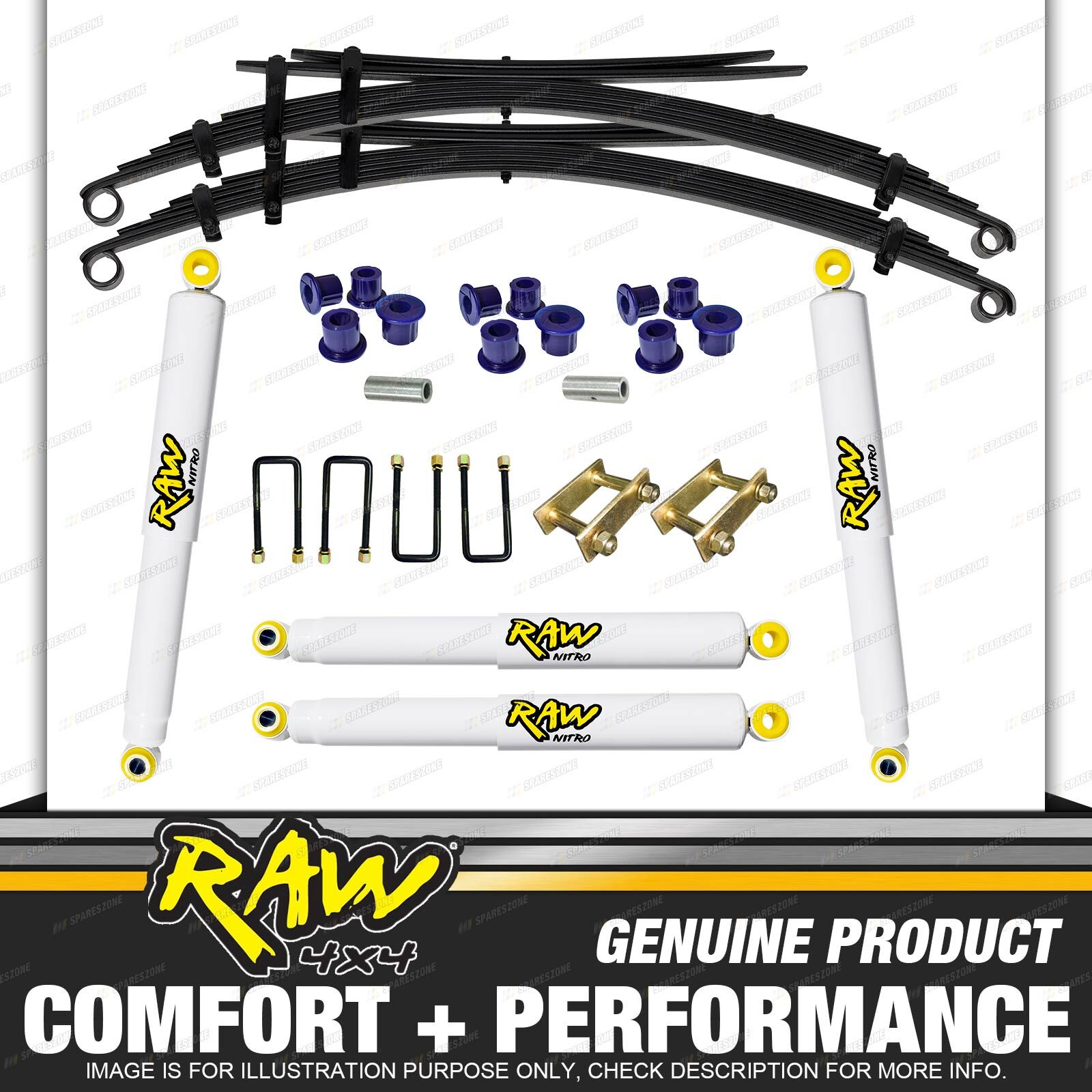 RAW 4x4 Shock + Leaf Springs for ISUZU D MAX 12-20 2"50mm Lift Kit 200KG