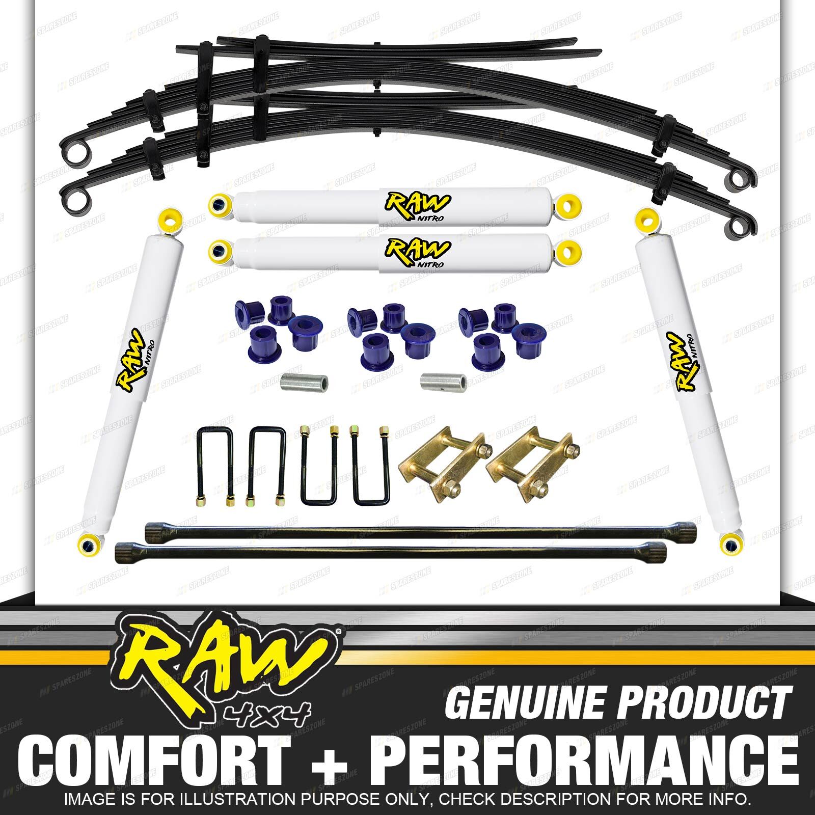 RAW 4x4 Nitro Shocks leaf Torsion Bar for ISUZU DMAX 2" 50MM Lift Kit 300KG