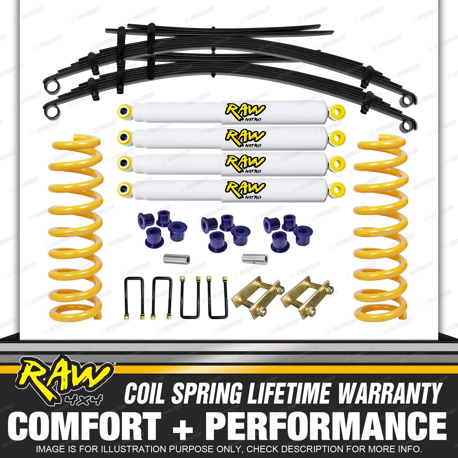 RAW 4x4 Shock Coil Leaf Springs for Landcruiser 76 SERIES 2"50mm Lift ...